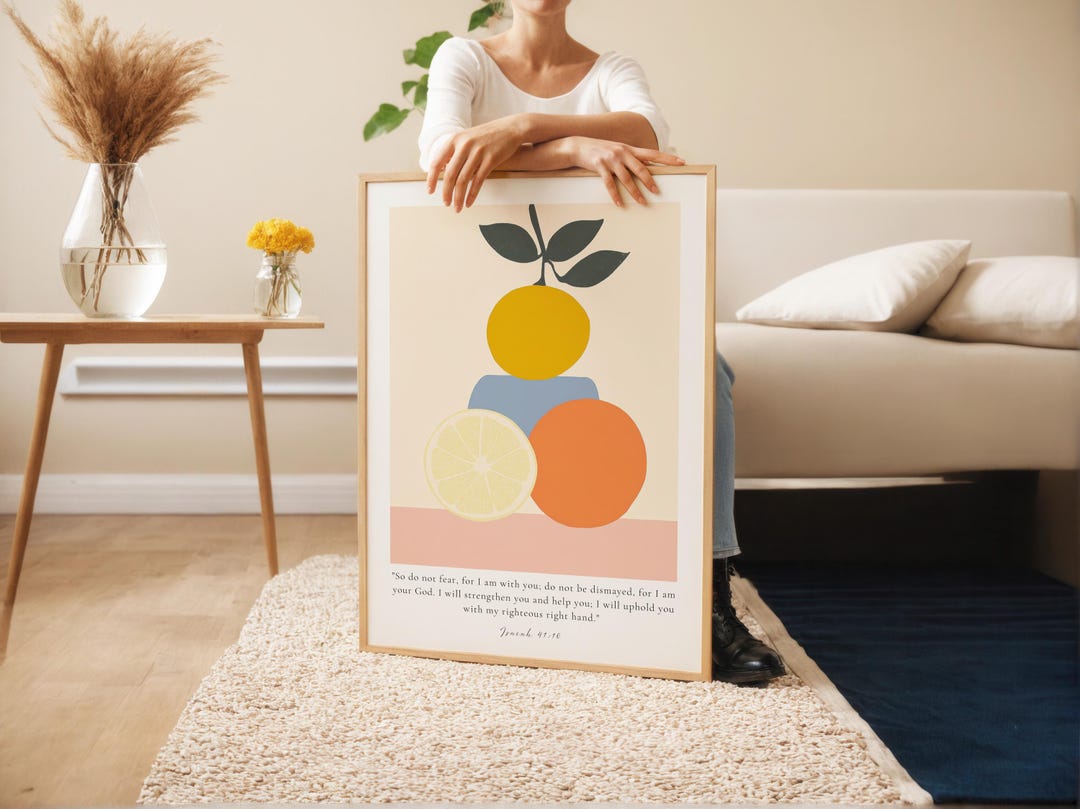 Bible Verse Wall Art, Boho Minimalist Christian Home Decor, Isaiah 41: ...