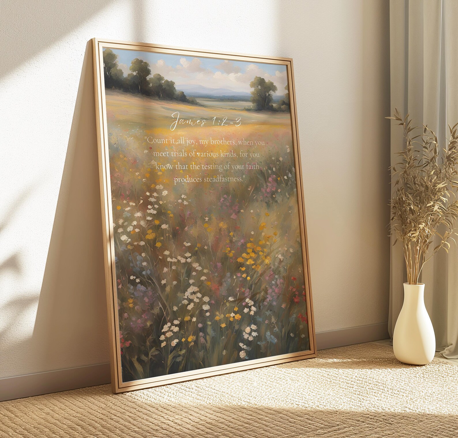 Consider It Pure Joy James 1:2-3 Christian Wall Art, Floral Christian ...