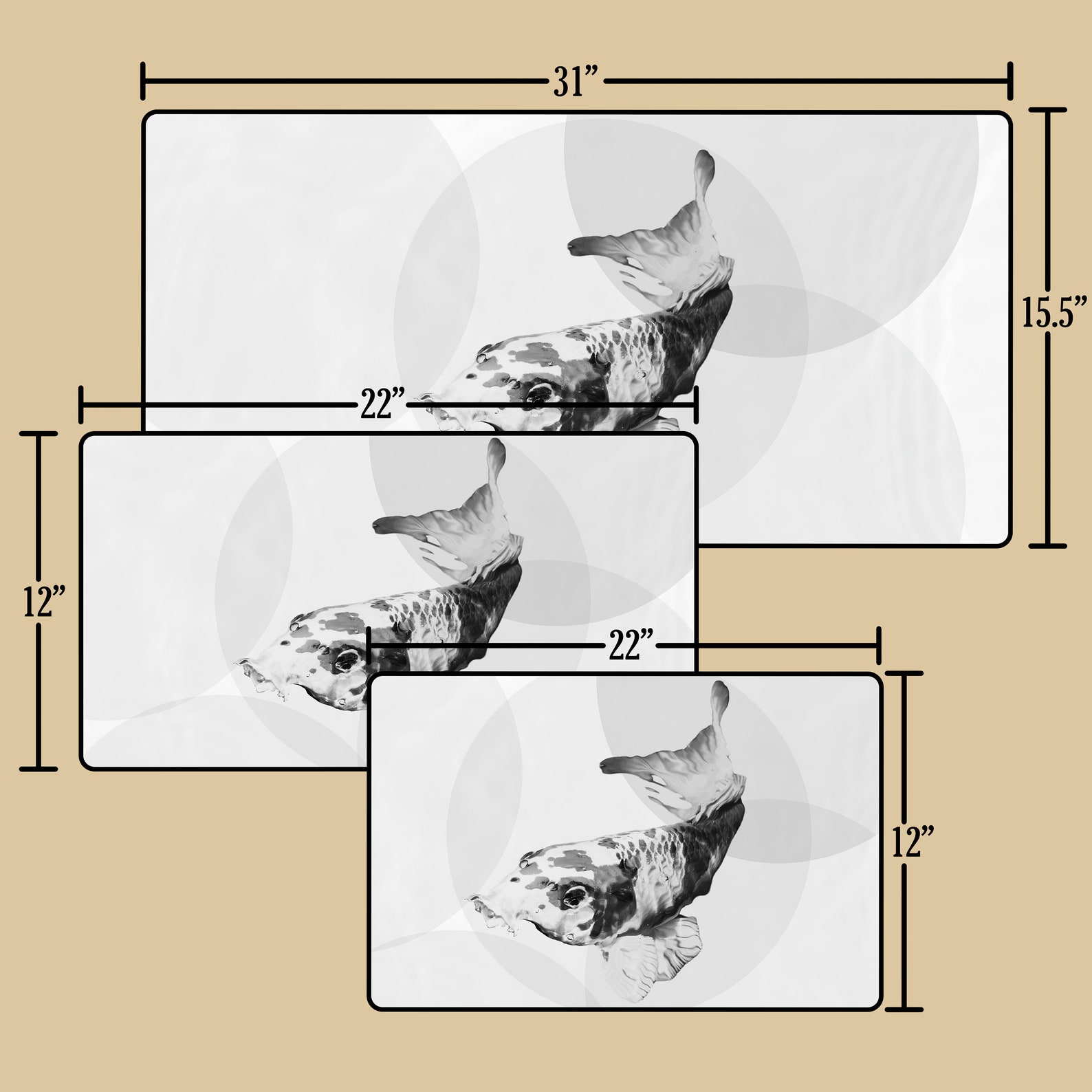 Koi Fish Desk Pad - Three Sizes Available, Zen Art Desk Mat, Work From ...