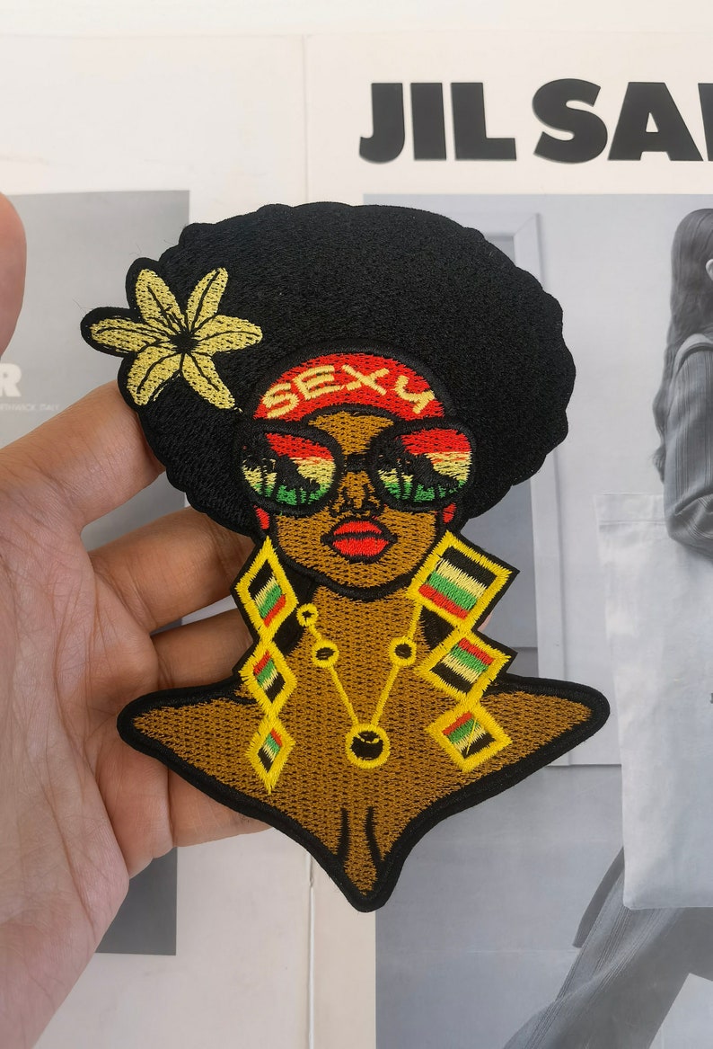 Afro Lady Graduate Digital Embroidey Scheme Embroidered Patch African ...