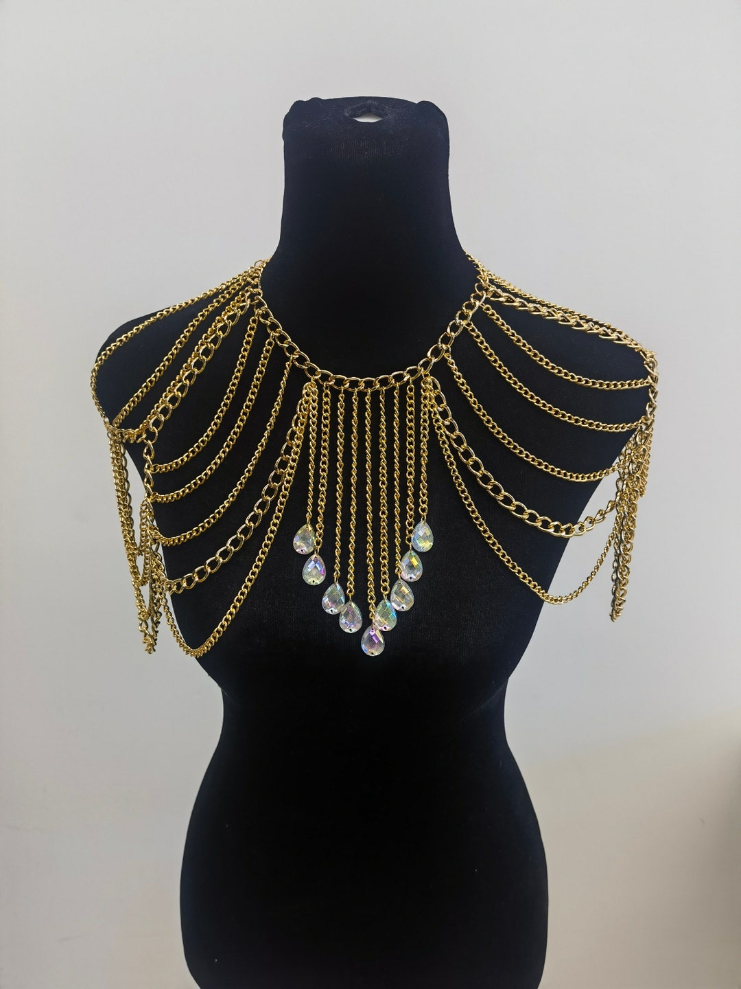 Gold Body Chain / Body Jewelry / Shoulder Chain / Belly Chain / Set ...