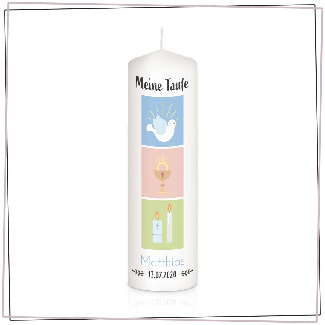 Baptism Candle Symbols Personalized - Baptism Candle - Personalized ...