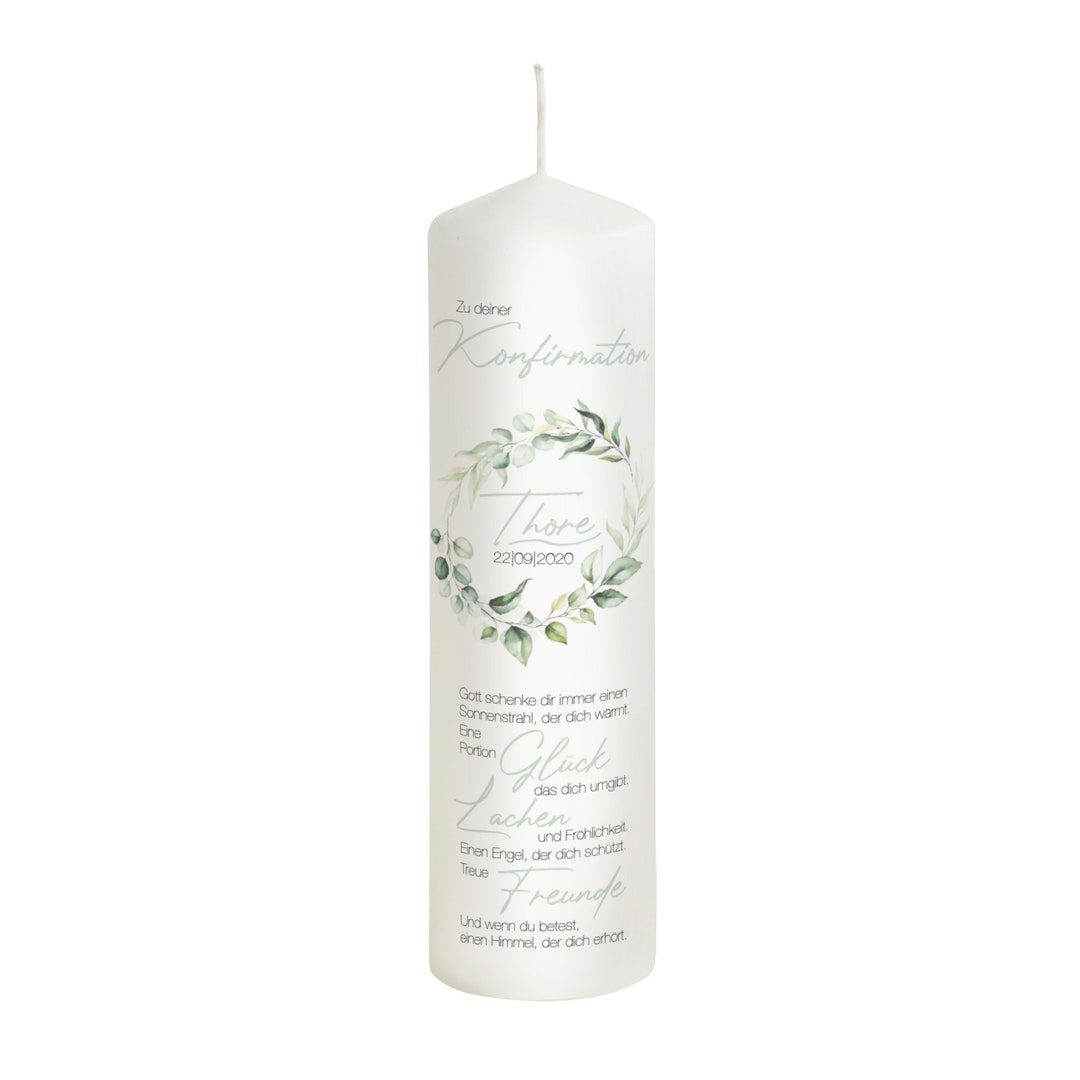 Confirmation Candle Laurel Wreath Personalized - Model Thore ...