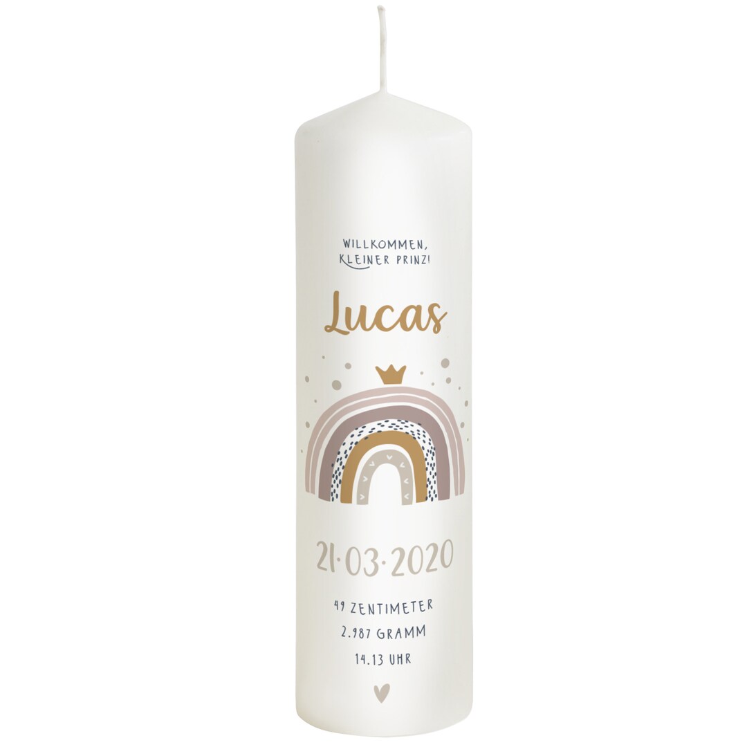 Birth Candle Rainbow Personalized - Model Lukas - Birth - Gift ...