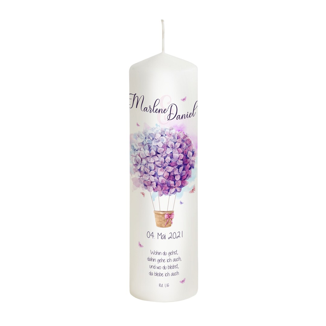 Wedding Candle Hot Air Balloon Hydrangea Personalized - Model Marlene ...