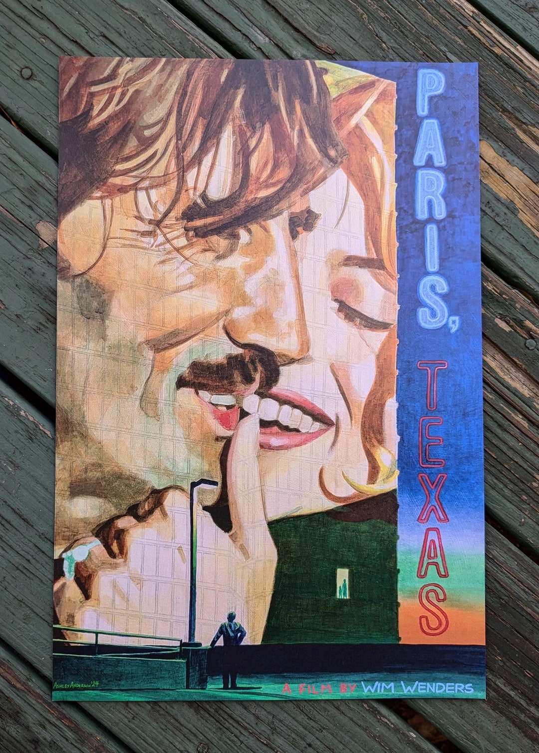 Paris, Texas - Fan Art Handdrawn Painted Illustration Film Poster Print ...