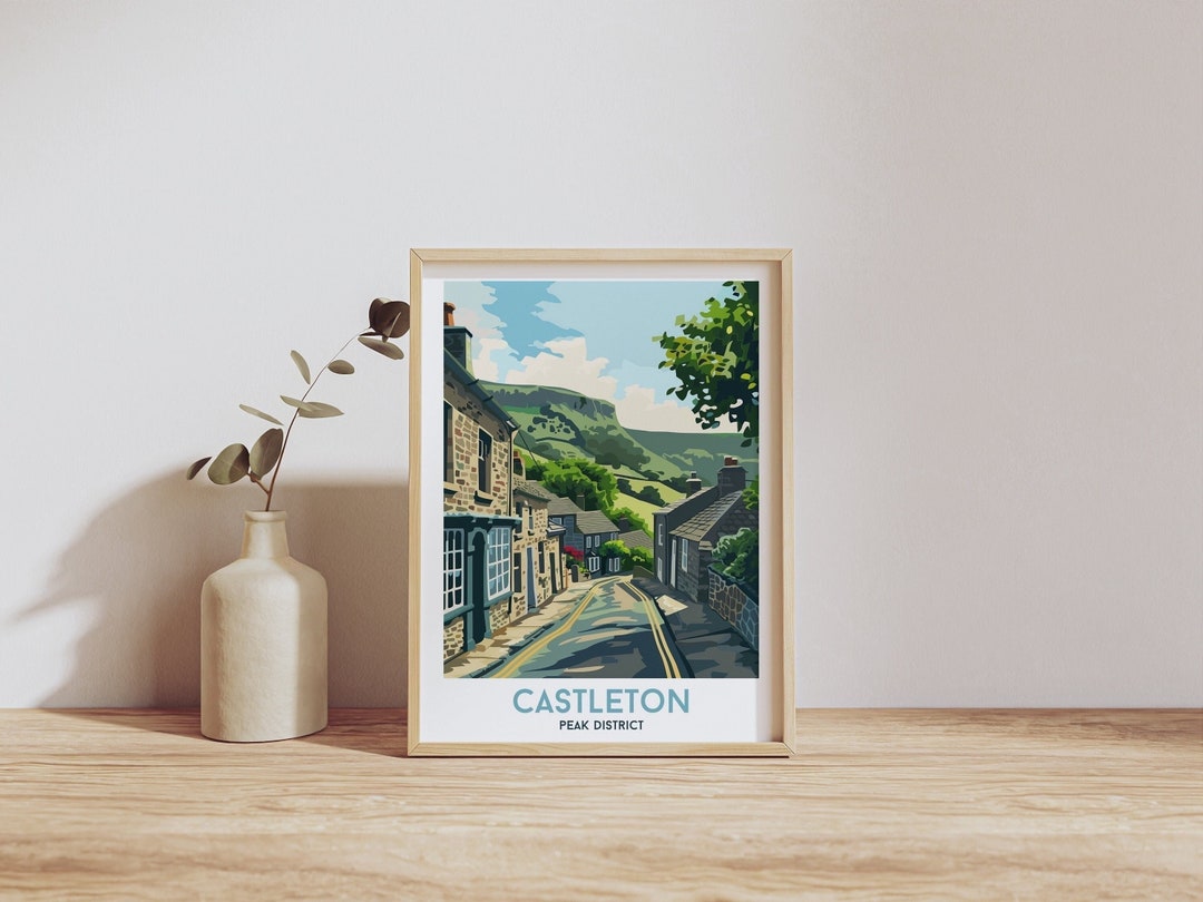 Peak District Wall Art, Castleton Peak District Print, UK Travel Print ...