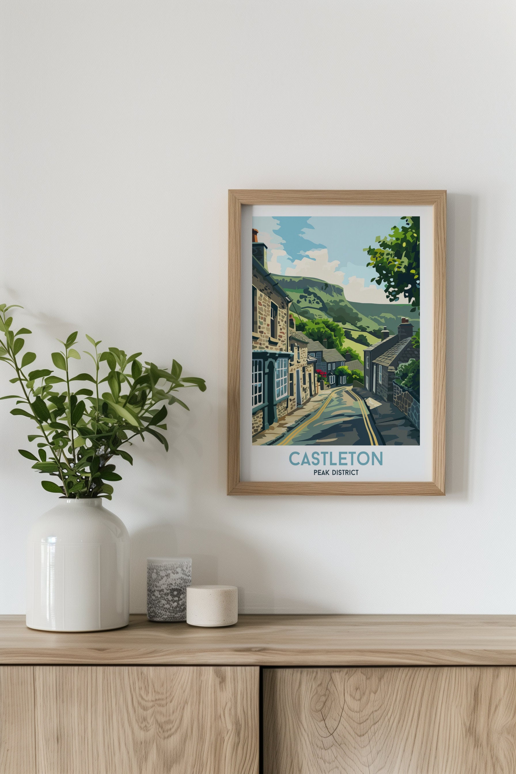 Peak District Wall Art, Castleton Peak District Print, UK Travel Print ...