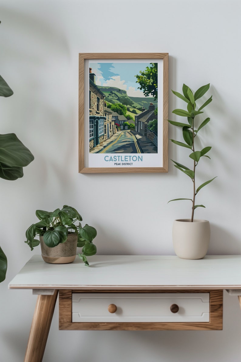 Peak District Wall Art, Castleton Peak District Print, UK Travel Print ...