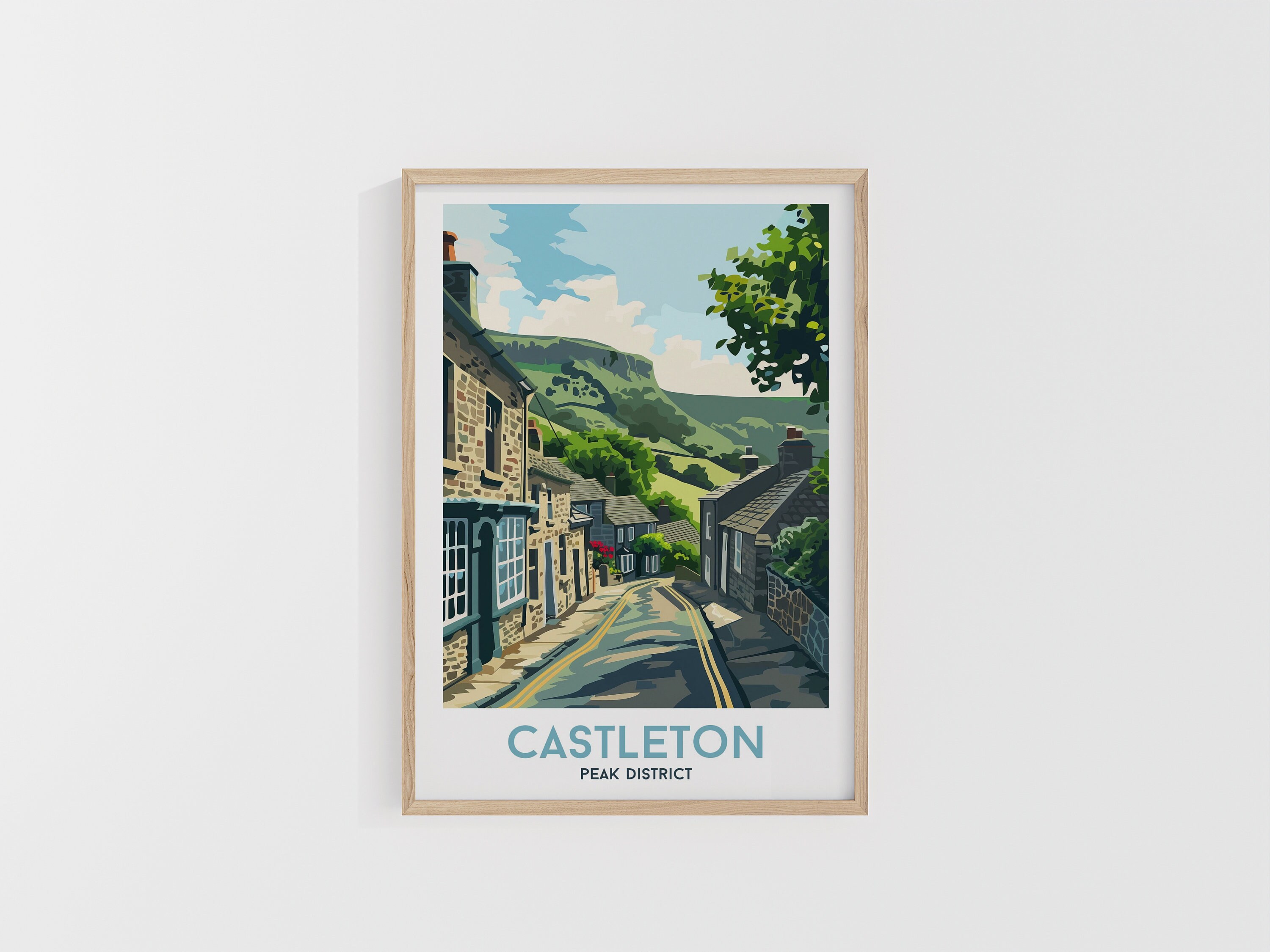 Peak District Wall Art, Castleton Peak District Print, UK Travel Print ...