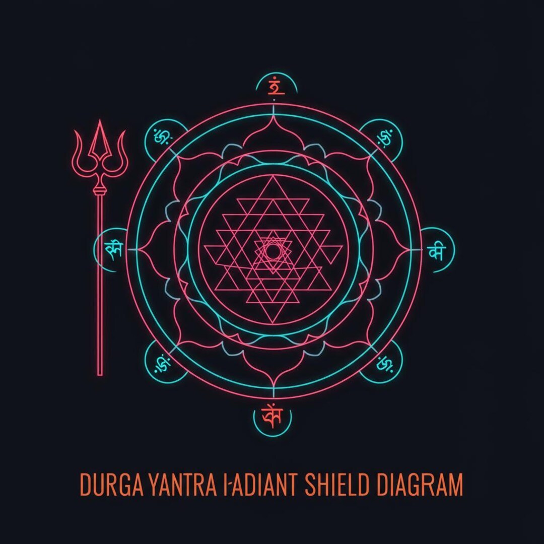 Durga Yantra Shield: Goddess Shakti Diagram for Pagan Occult Grimoire ...