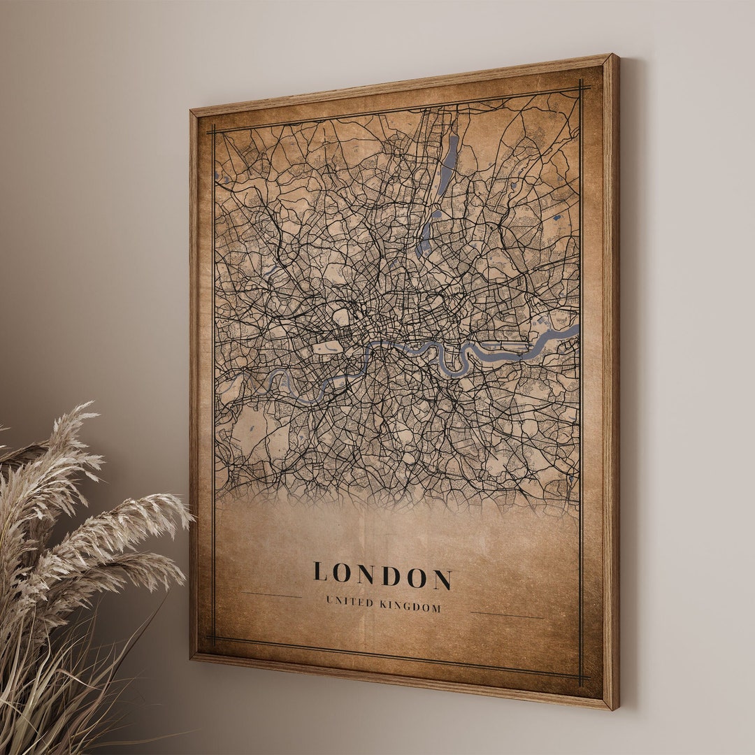 London, UK Vintage Style Map Poster - Etsy UK