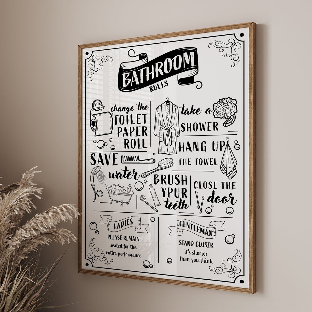 Bathroom Rules Poster Household Etiquette Poster Home Harmony Poster ...