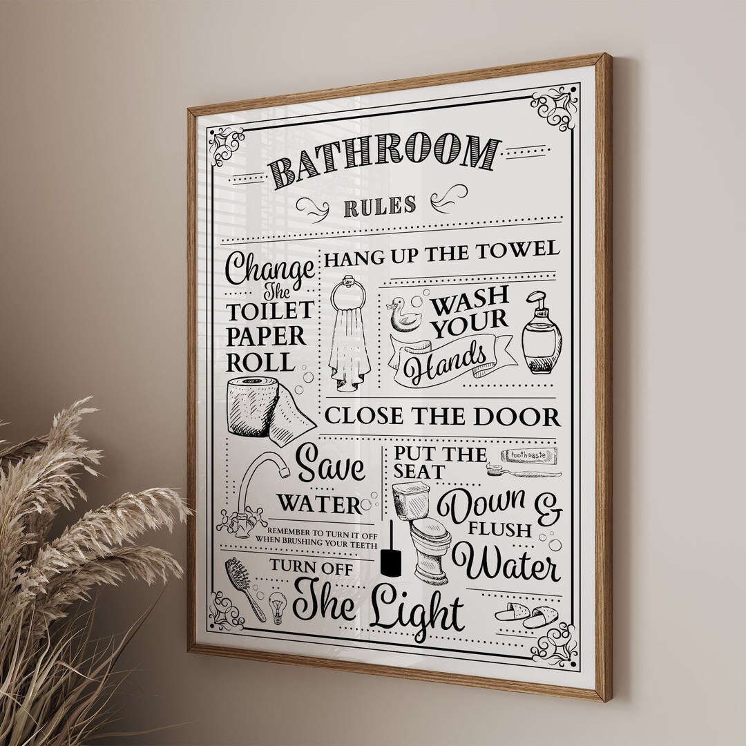 Bathroom Rules Poster Household Etiquette - Etsy