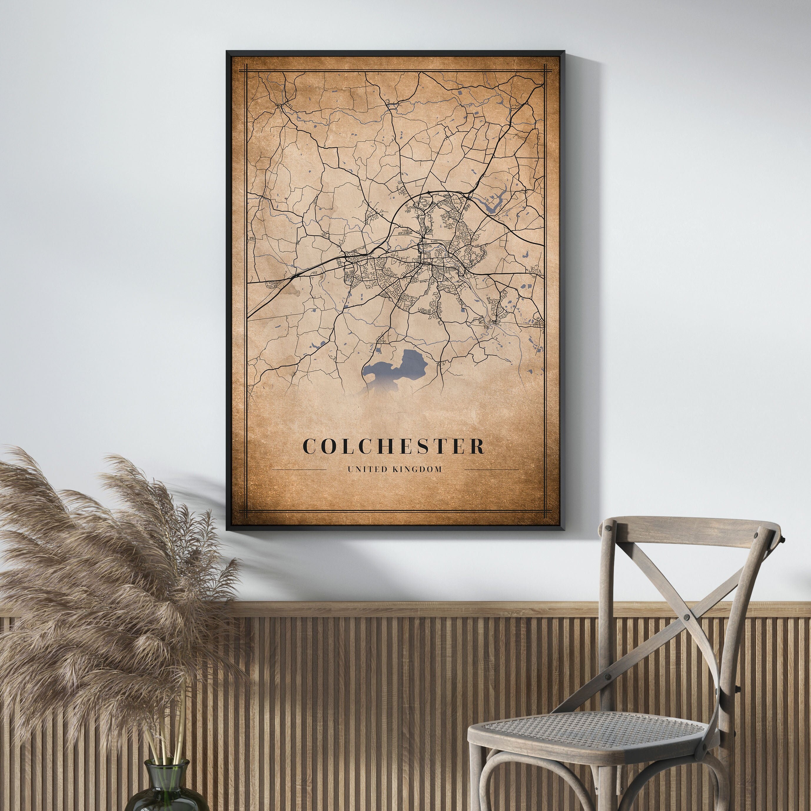 Colchester, UK Vintage Style Map Poster - Etsy