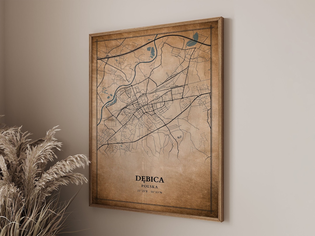 Debica, Poland Vintage Style Map Poster - Etsy