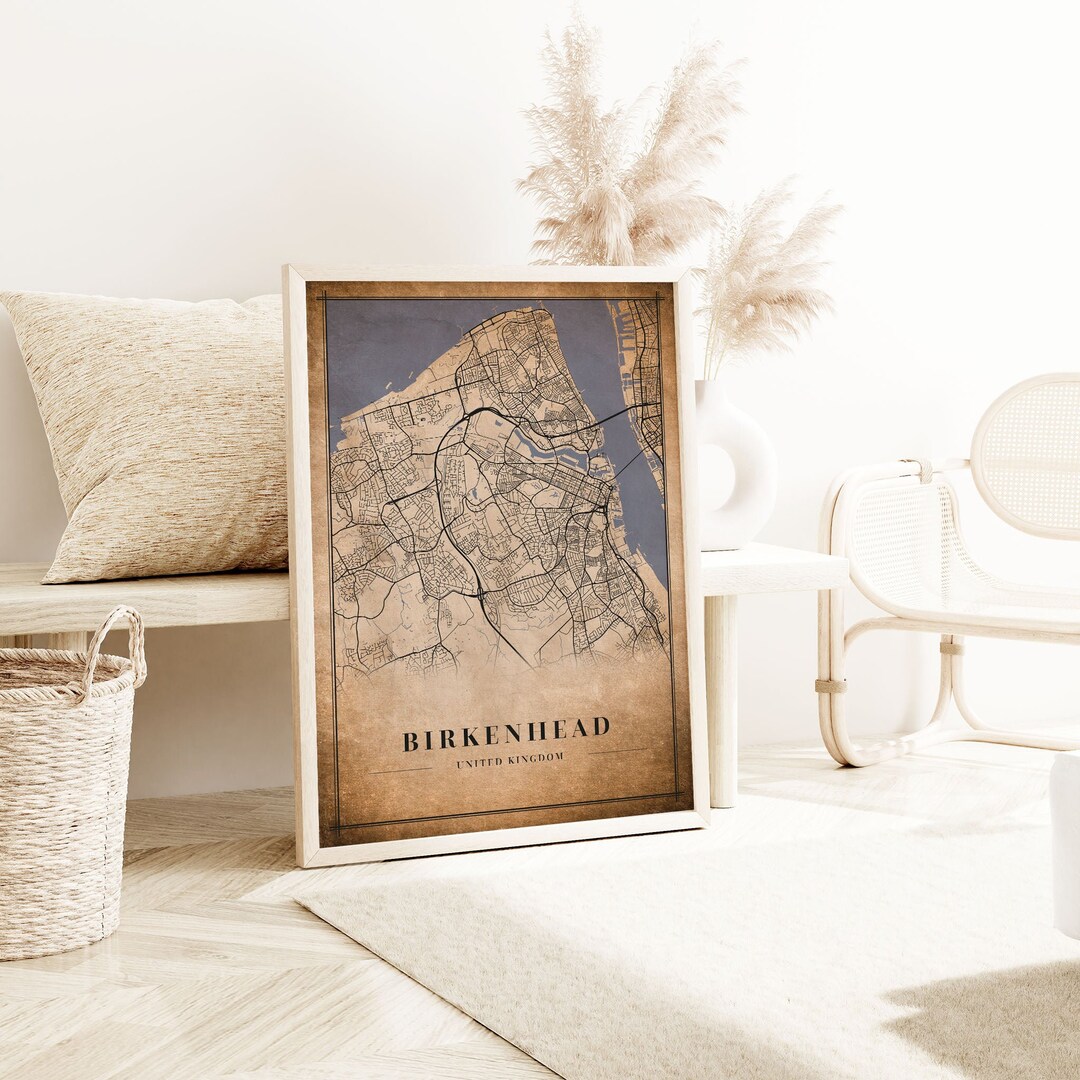 Birkenhead, UK Vintage Style Map Poster - Etsy
