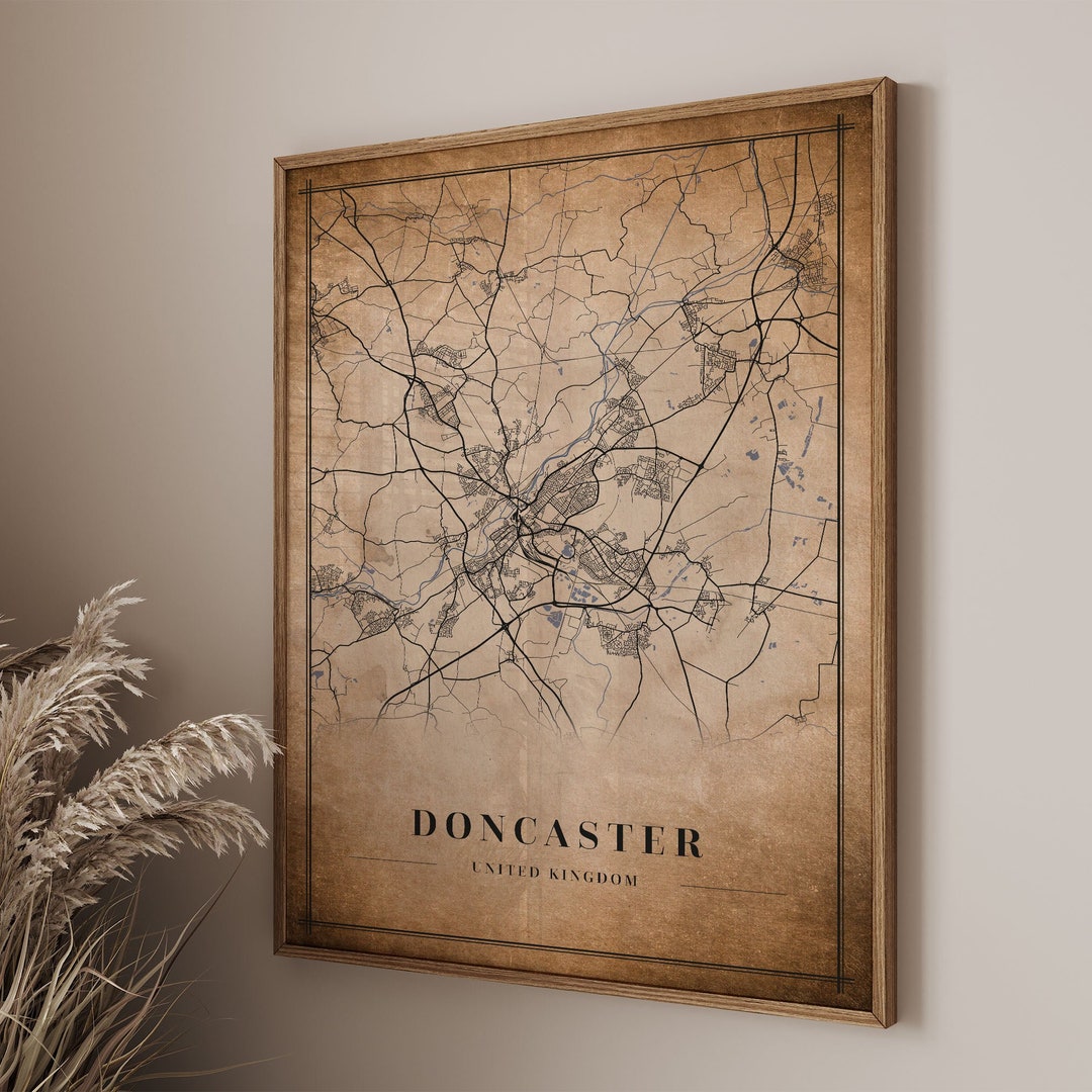 Doncaster, UK Vintage Style Map Poster - Etsy