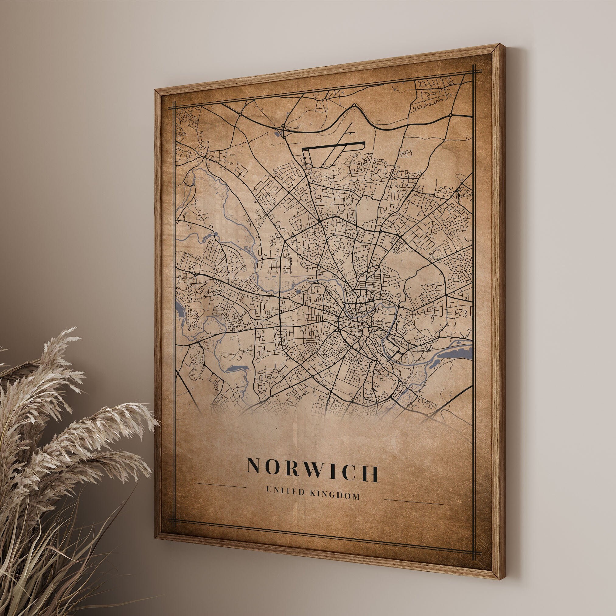 Norwich UK Vintage Style Map Poster - Etsy