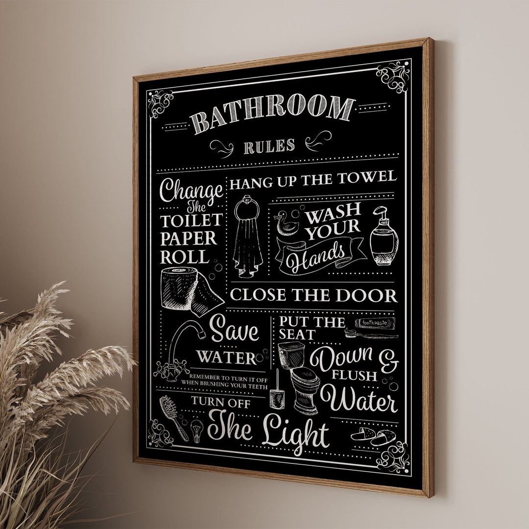 Bathroom Rules Poster Household Etiquette - Etsy