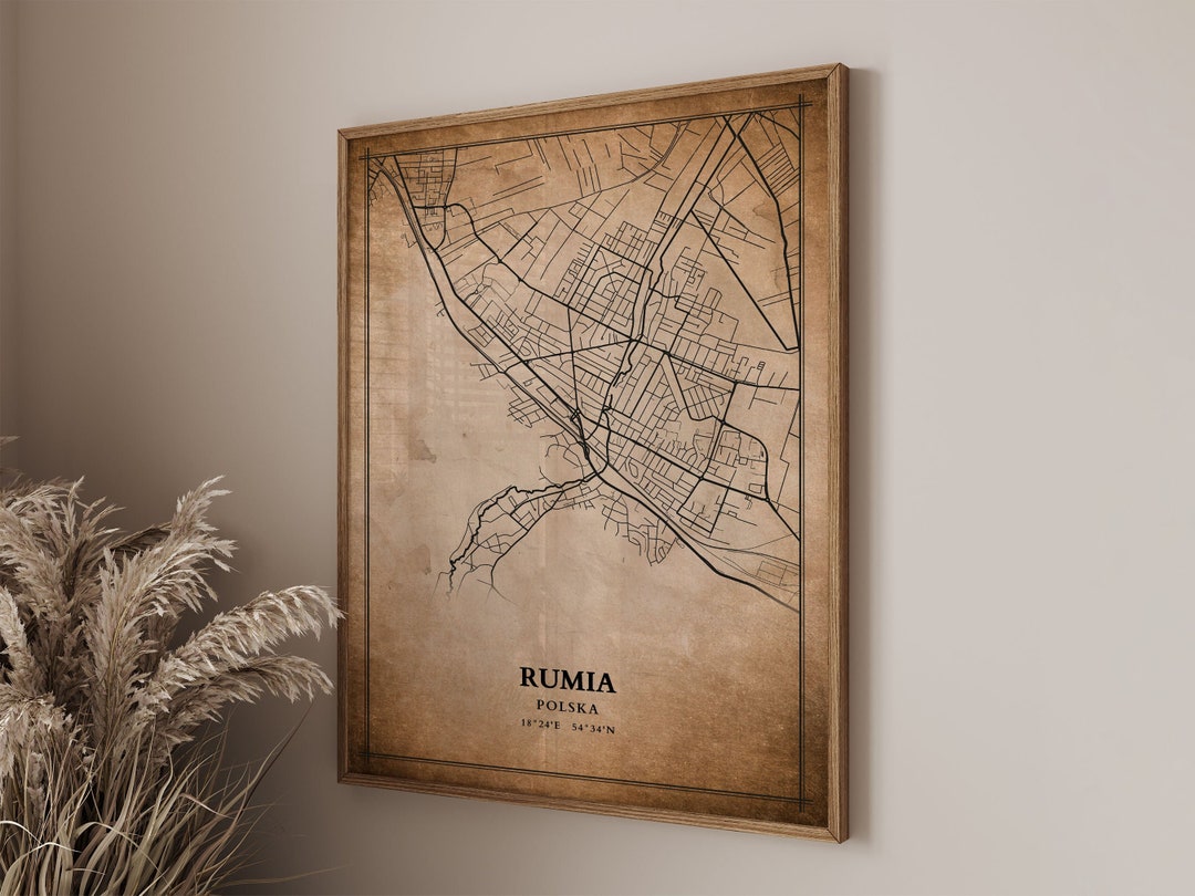 Rumia, Poland Vintage Style Map Poster - Etsy