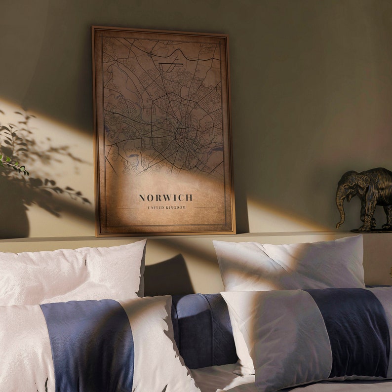 Norwich UK Vintage Style Map Poster - Etsy