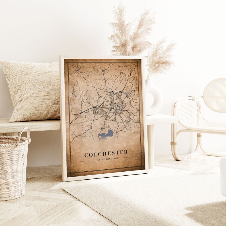 Colchester, UK Vintage Style Map Poster - Etsy