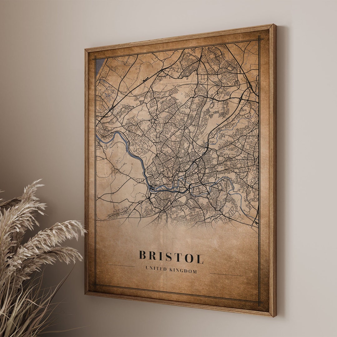 Bristol, UK Vintage Style Map Poster - Etsy