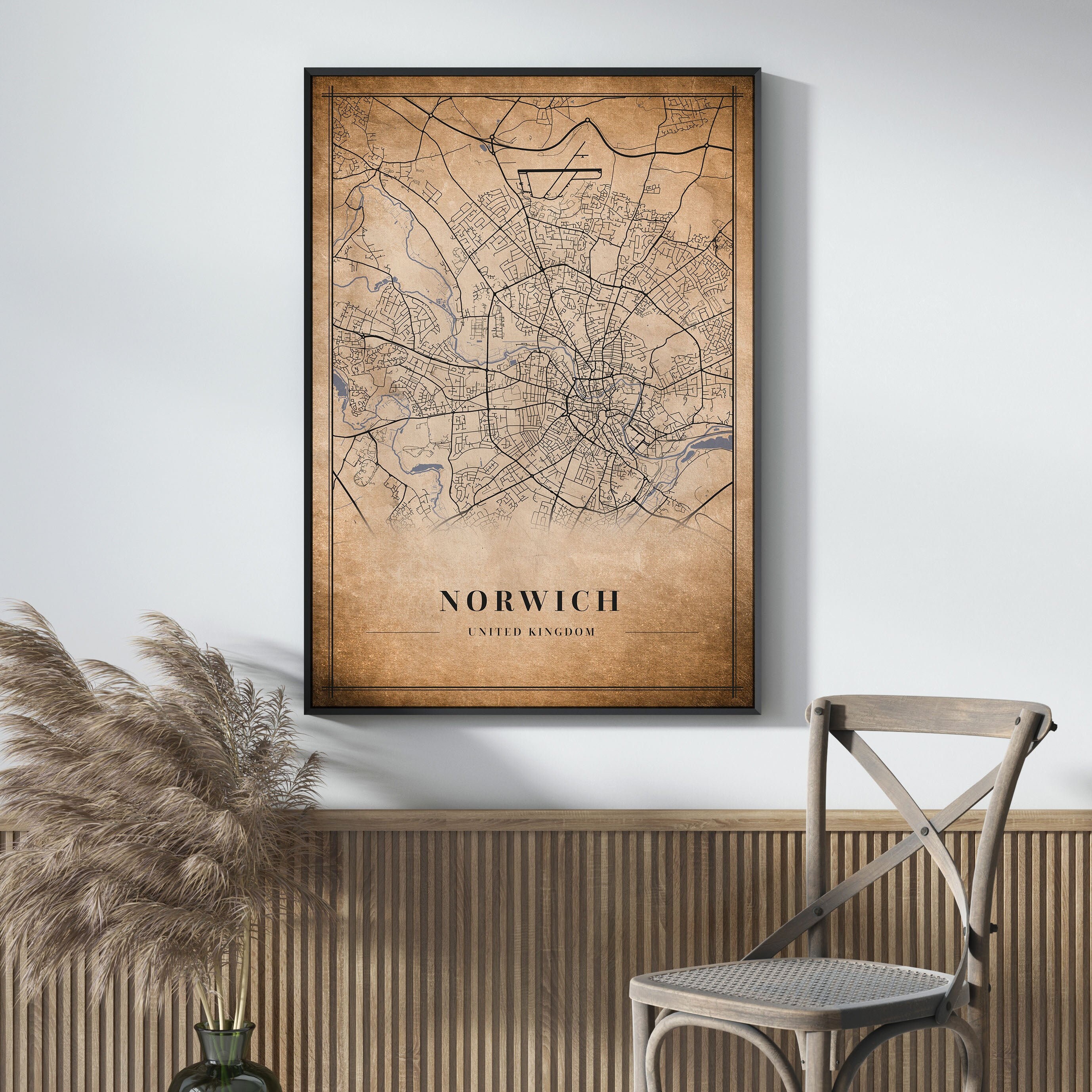 Norwich UK Vintage Style Map Poster - Etsy