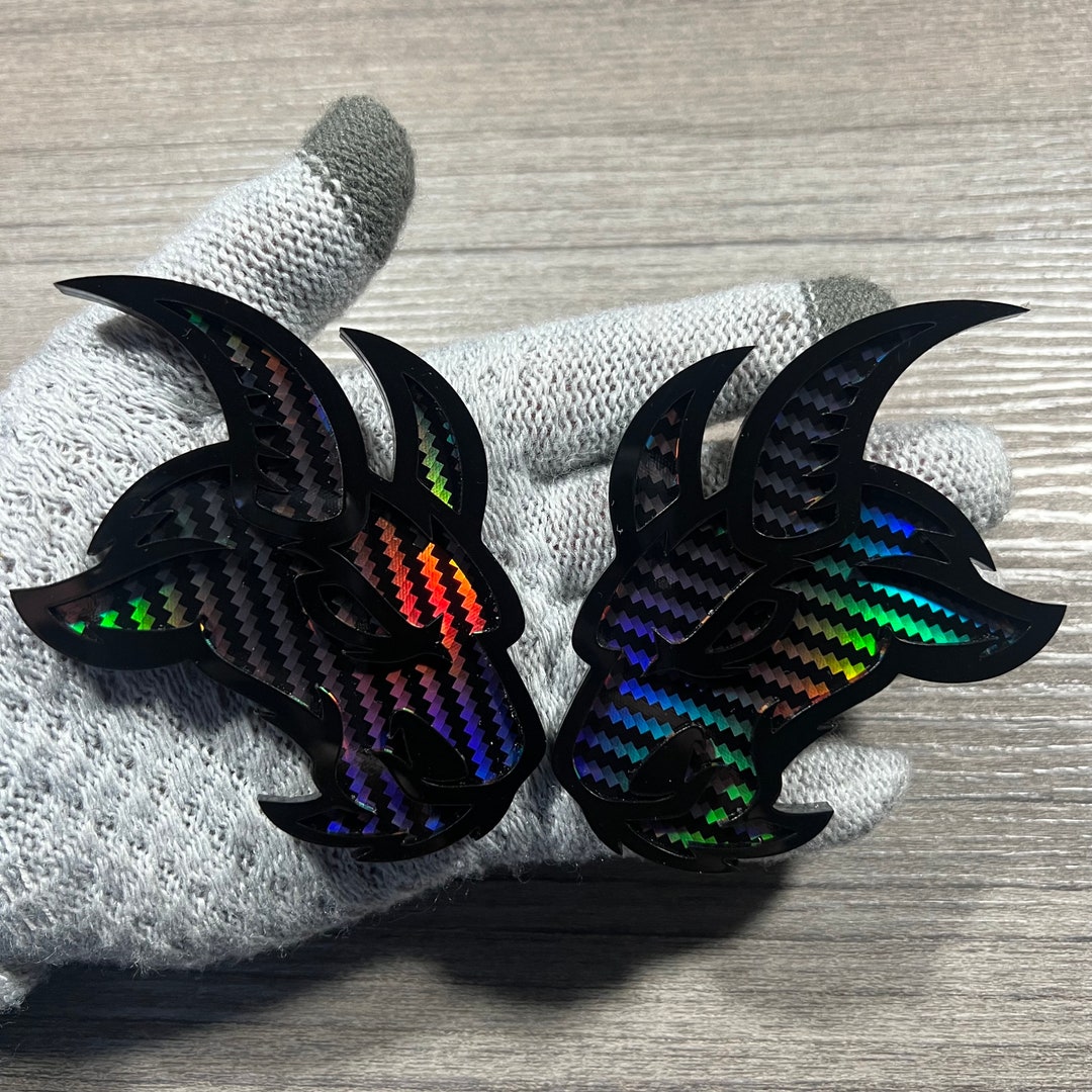 Car Fender Badges: Angry Goat Gloss Black Outline With Multi Color CF ...