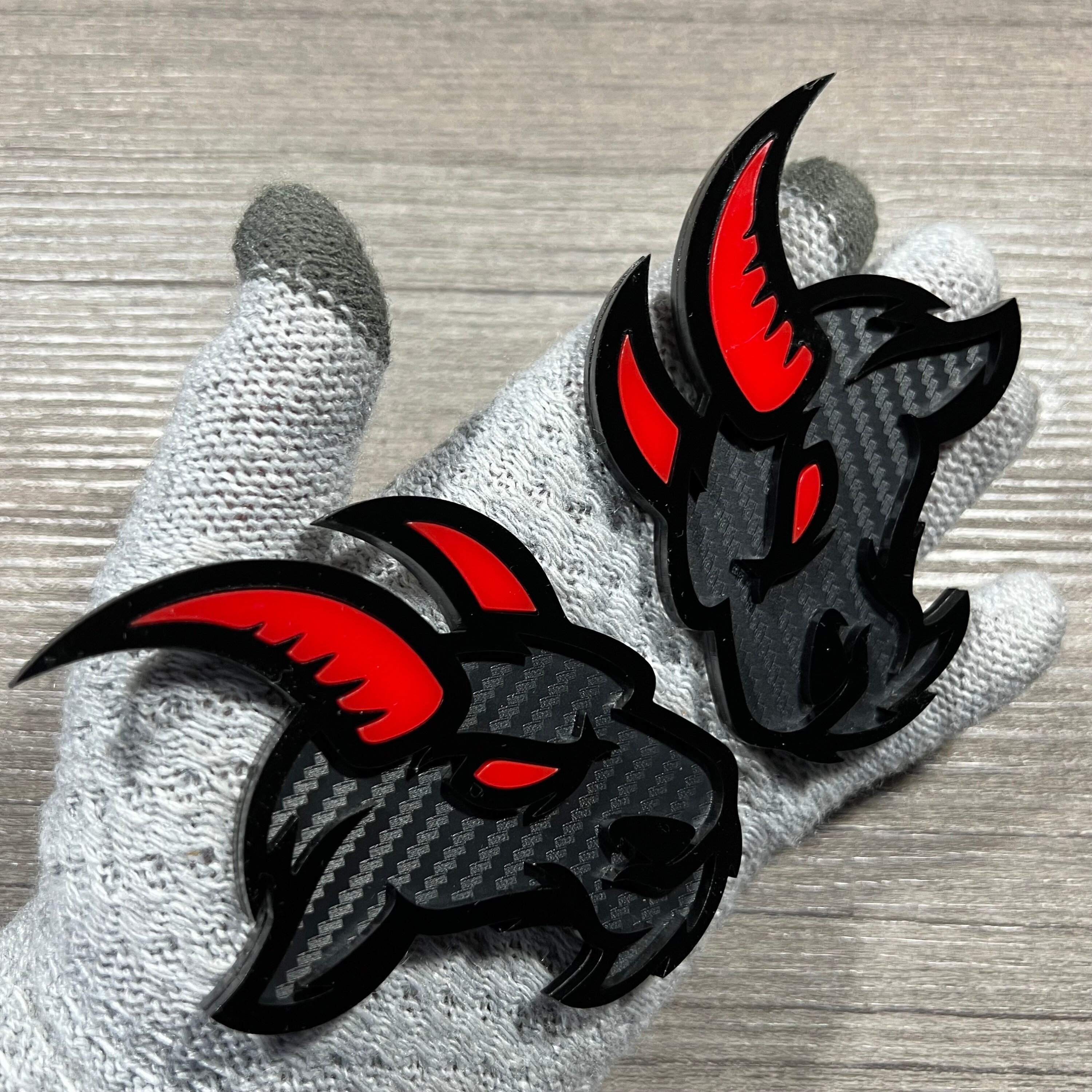 Goat: Car Fender Badges Angry Goat Gloss Black Outline With Black CF ...