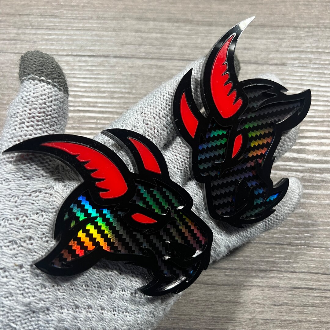 Car Fender Badges: Angry Goat Gloss Black Outline With Multi Color CF ...