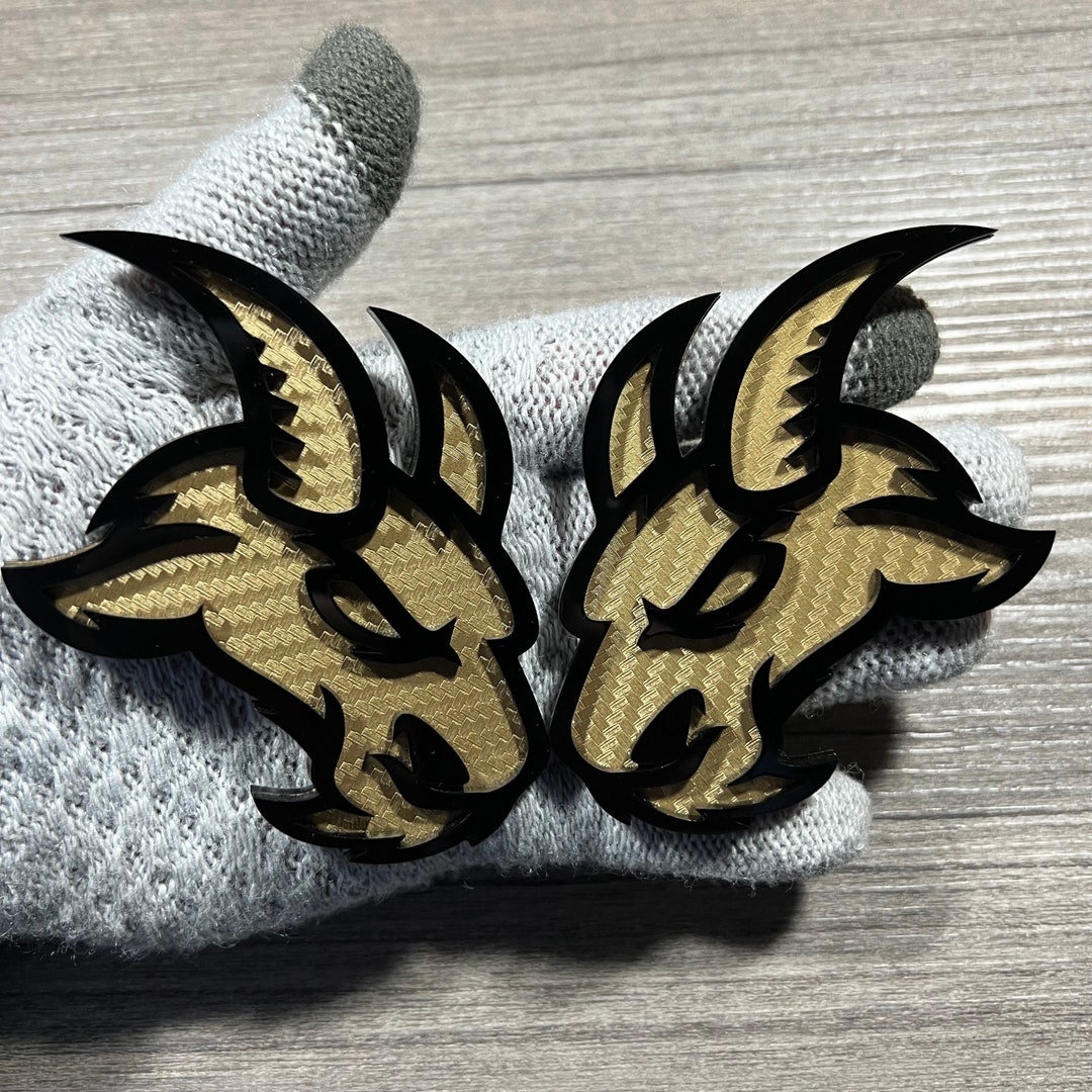 Goat:car Fender Badges Angry Goat Gloss Black Outline With Gold CF ...