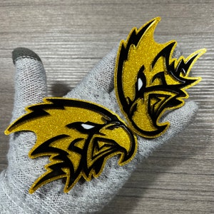 Car Fender Badges: Angry Hawk Eagle Gloss Black Outline With Gold Flake ...