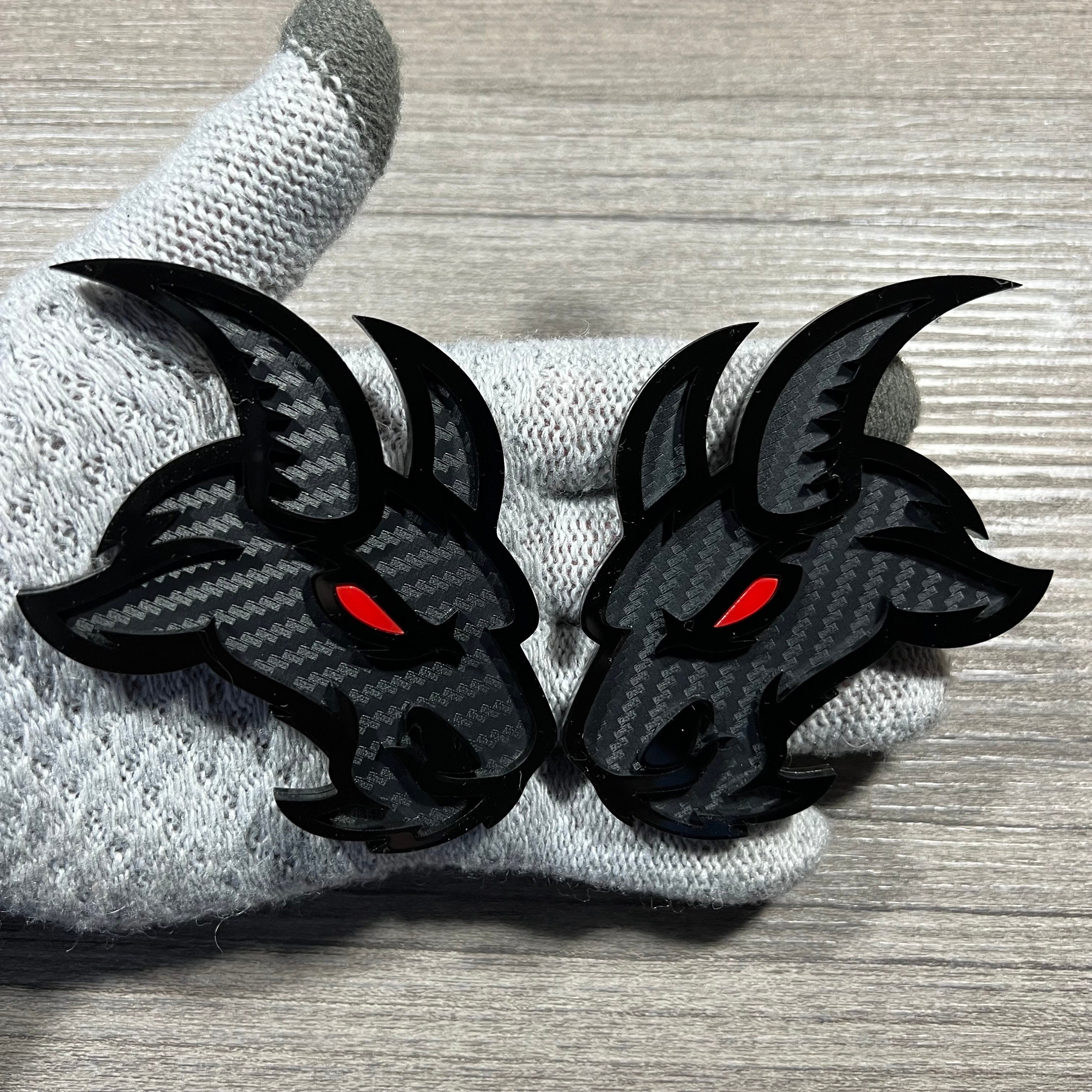 Goat: Car Fender Badges Angry Goat Gloss Black Outline With Black CF ...