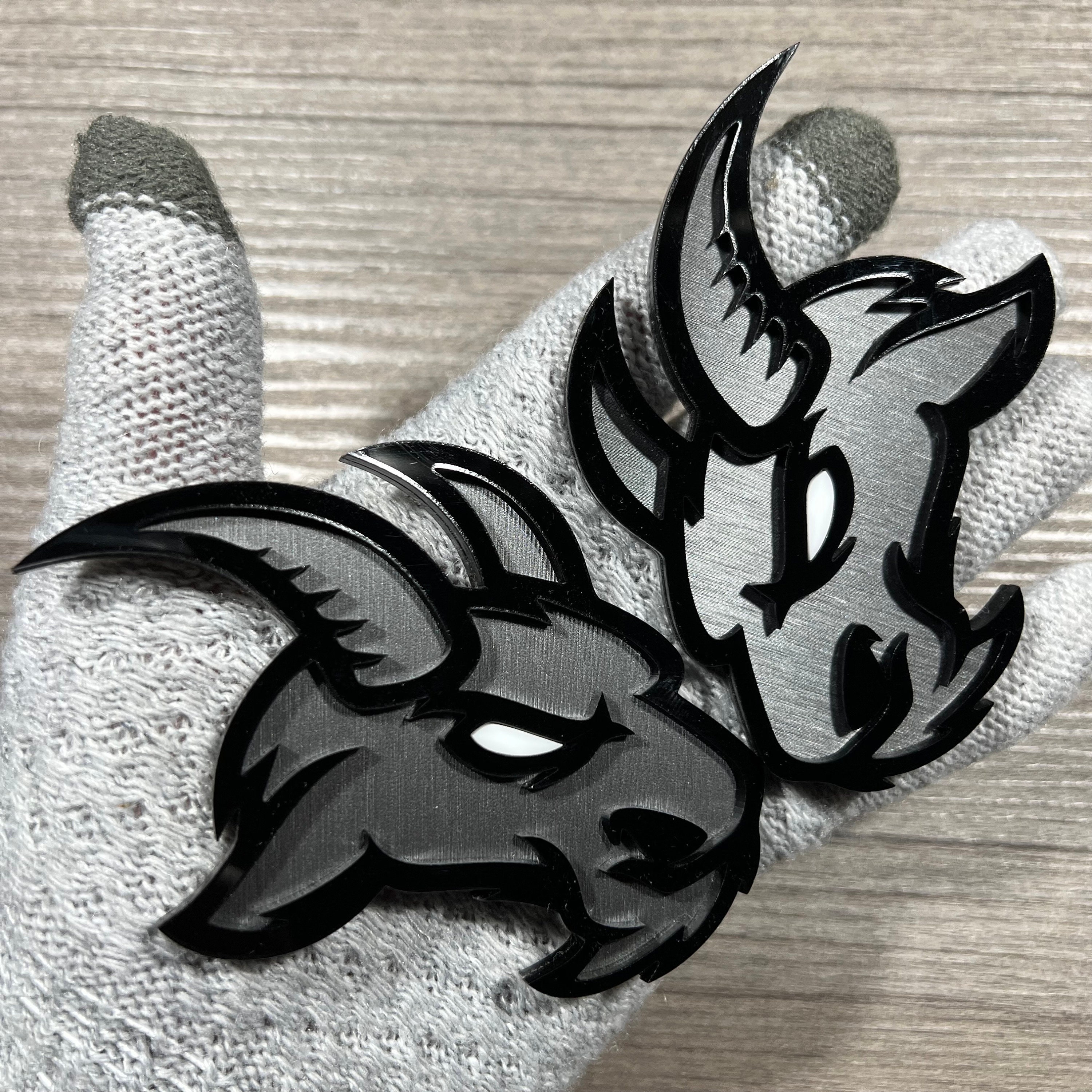 Car Fender Badges: Black Angry Goat brushed Gun Metal Backing With ...