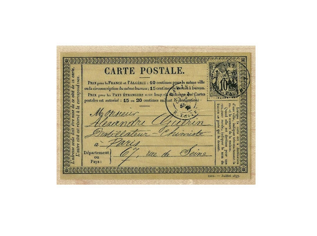 Antique Paris Carte Postale French Postcard Rubber Stamp Post Card - Etsy