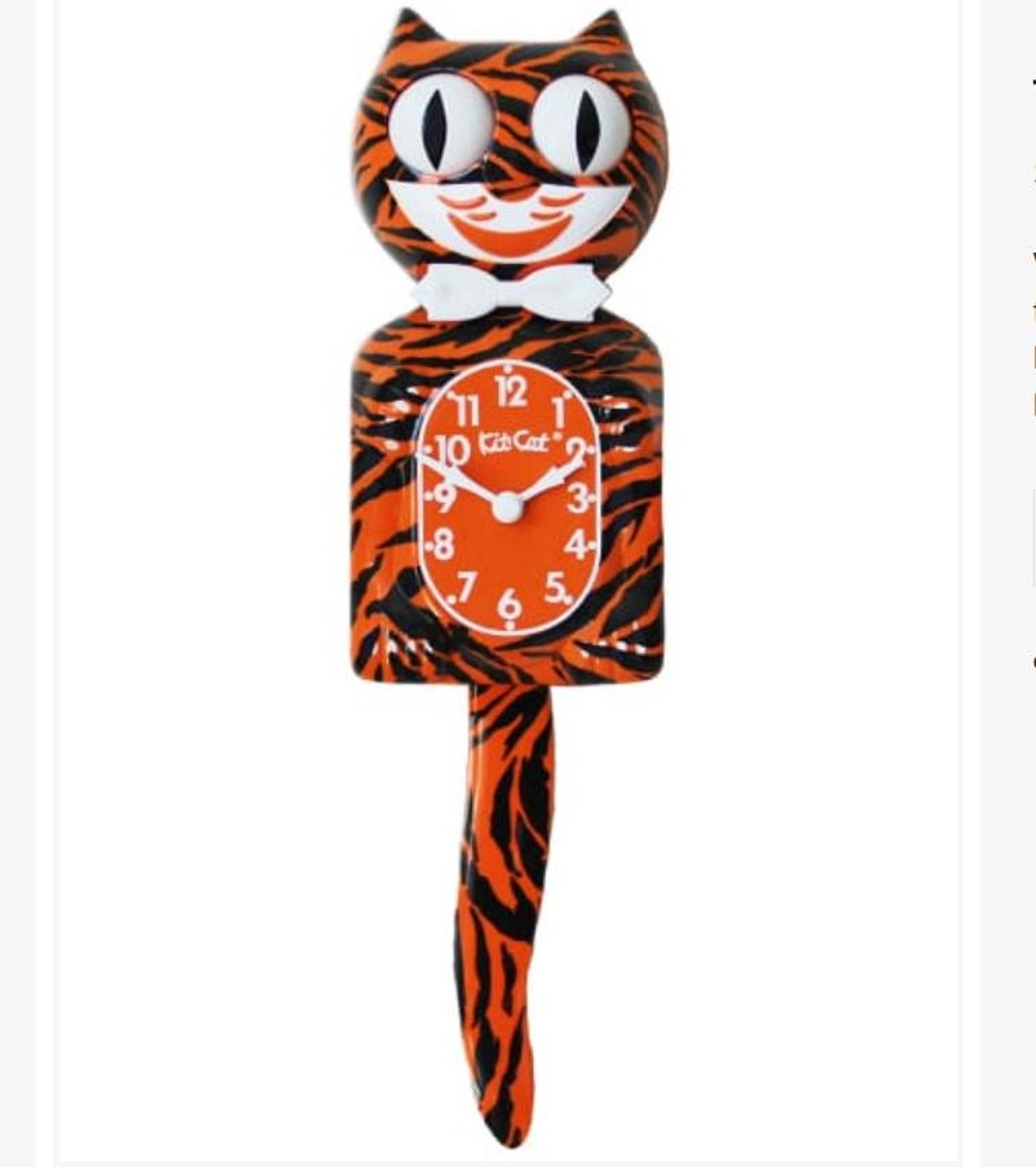 Exotic Pet Collection Bengal Tiger Kit-cat Klock Clock FREE US SHIPPING ...