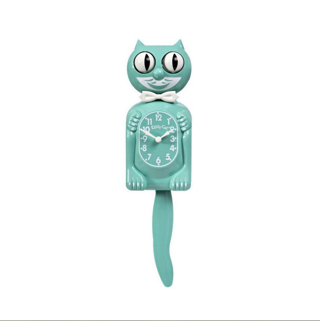 Ocean Waves Retro Green/blue Kitty-cat Kit-cat Clock Kat Klock FREE US ...