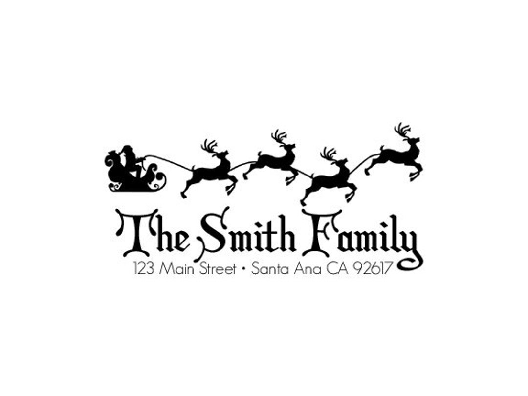 Custom Christmas Return Address Rubber Stamp With Silhouette of Flying ...