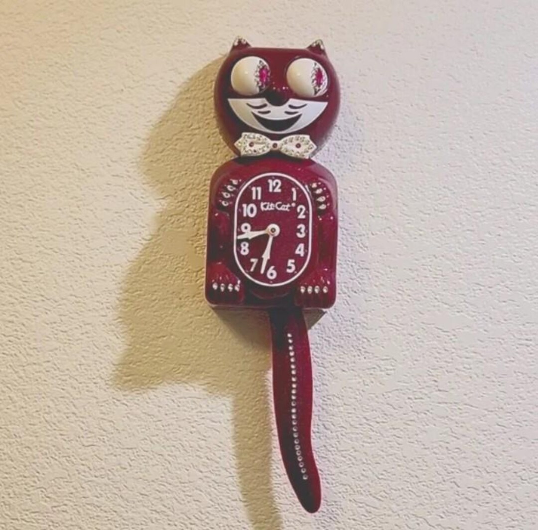 Rare Jeweled Ruby Red Kit Kat Cat Klock Clock FREE US SHIPPING - Etsy