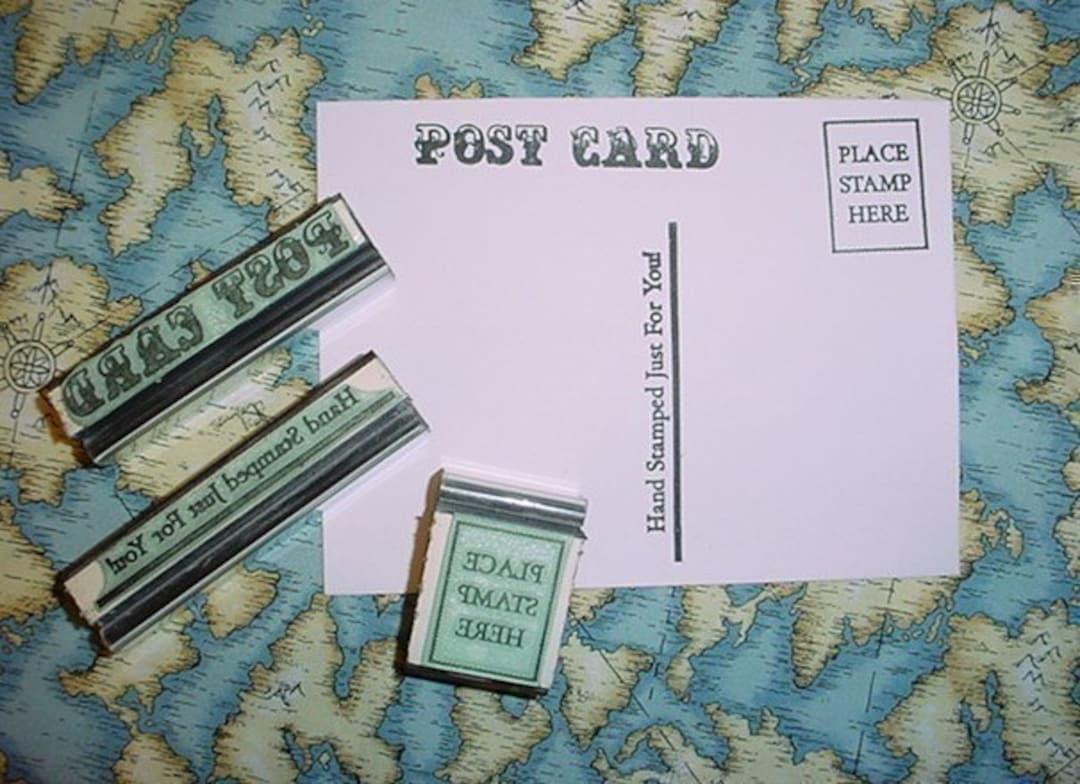 Postcard Rubber Stamp set 3 piece set for DIY postcards post card - Etsy.de