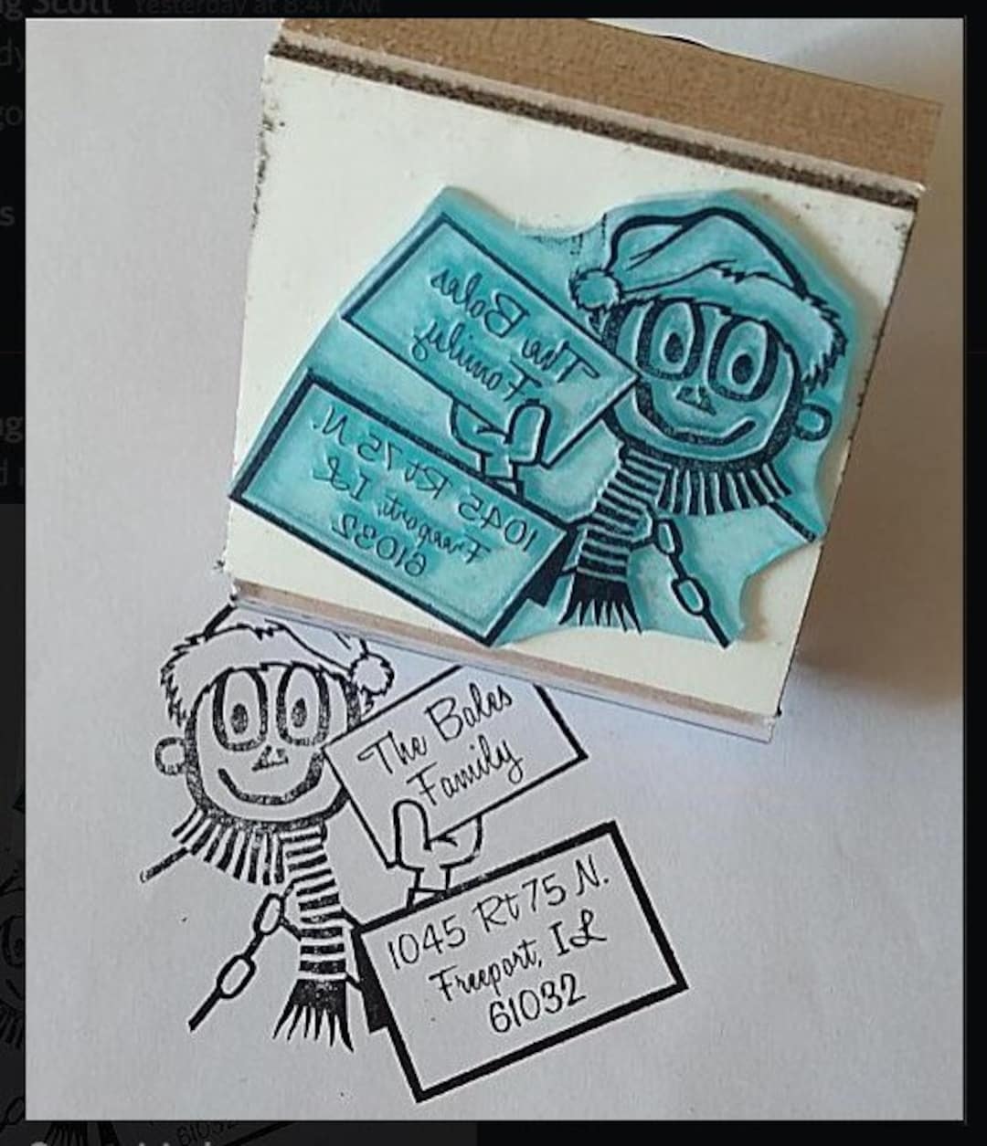 Christmas Holidays Zippy Mailman Return Address Custom Rubber Stamp ...