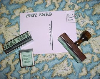 Custom Postcard Rubber Stamp Set 3 Piece Set for DIY Postcards | Etsy