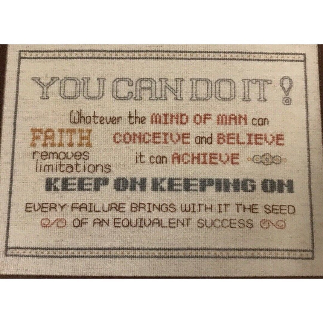 You Can Do It Motivational Cross Stitch Pattern by Imaginating Marilyn ...