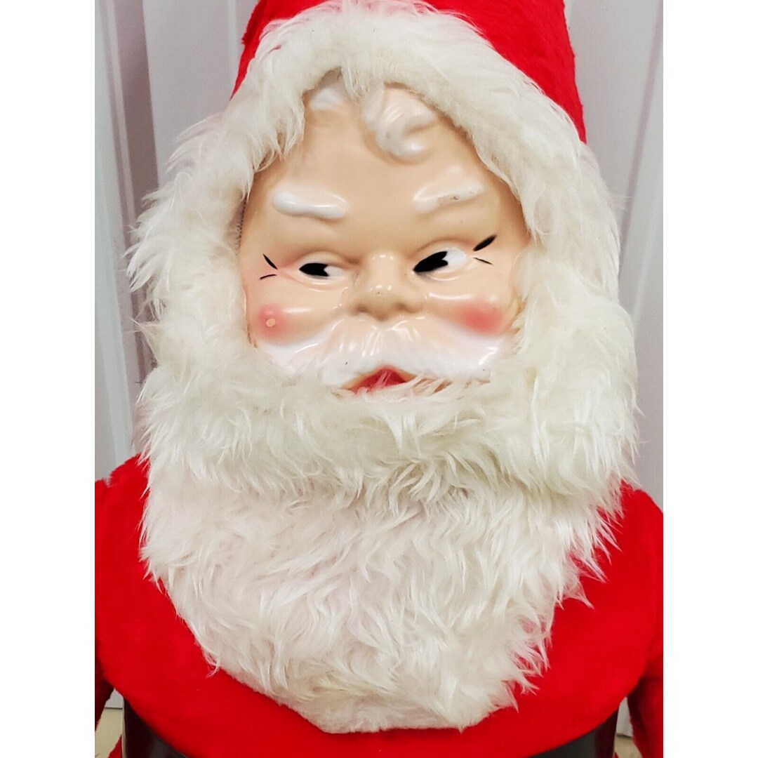 Vtg Santa Claus Clause Rubber Face BJ Toy Company Christmas Decoration ...