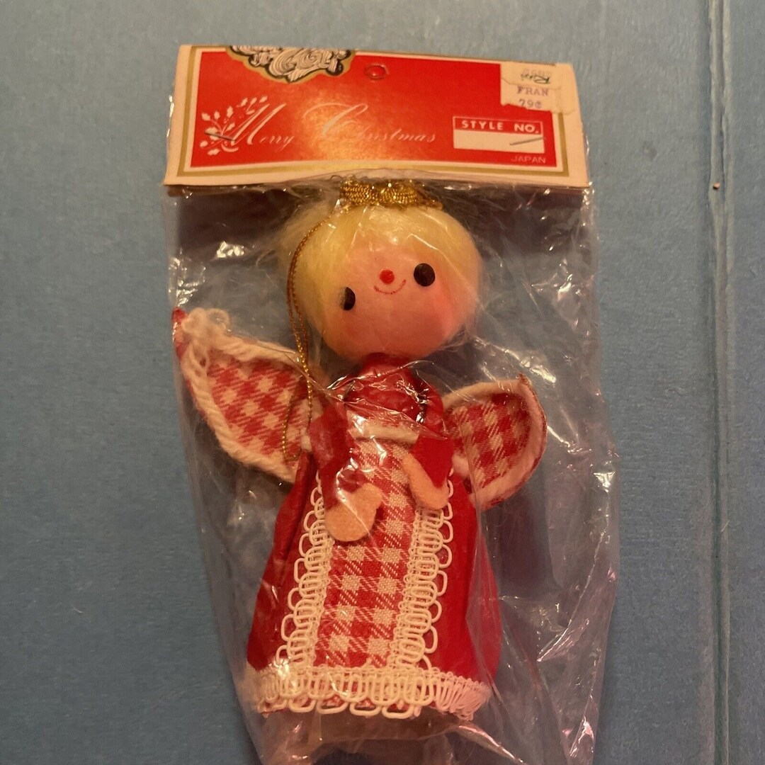 Vtg 1960s MADE IN JAPAN Cardboard Angel Christmas Ornament in Package ...