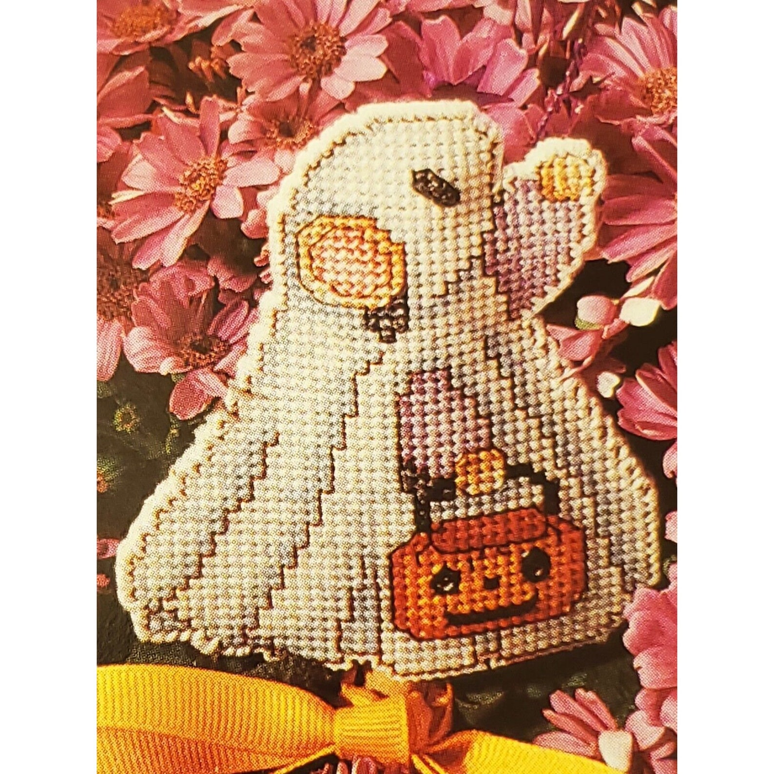 Vtg Halloween Cross Stitch Goblins PATTERN Ghost Mouse Bunny Witch ...