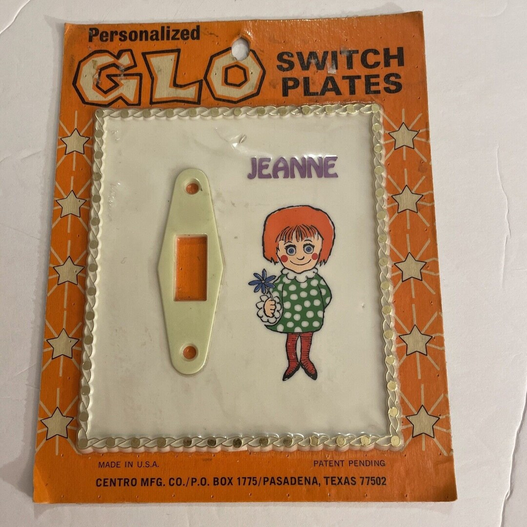 New Old Stock JEANNE Name Switch Plate Personalized Glo Vtg Centro Wall ...