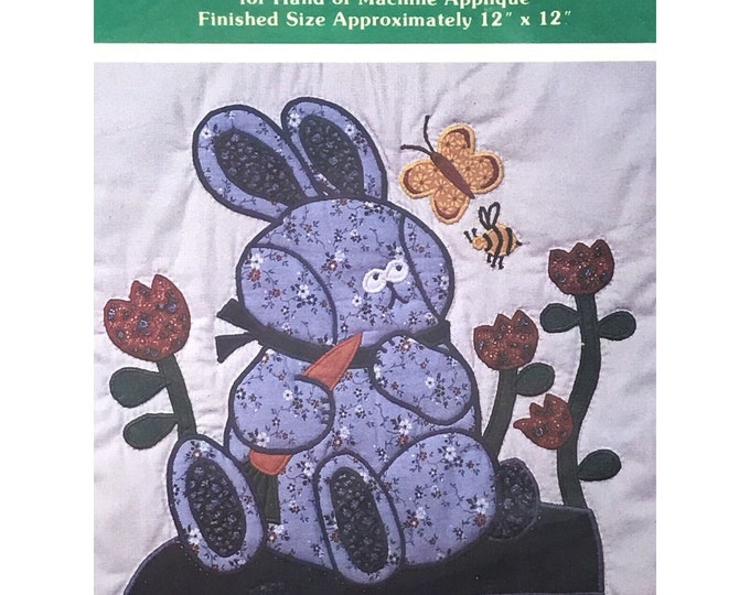 12 Inch Cottontail Bunny Rabbit Applique Quilt Hanging Pattern 1979 ...